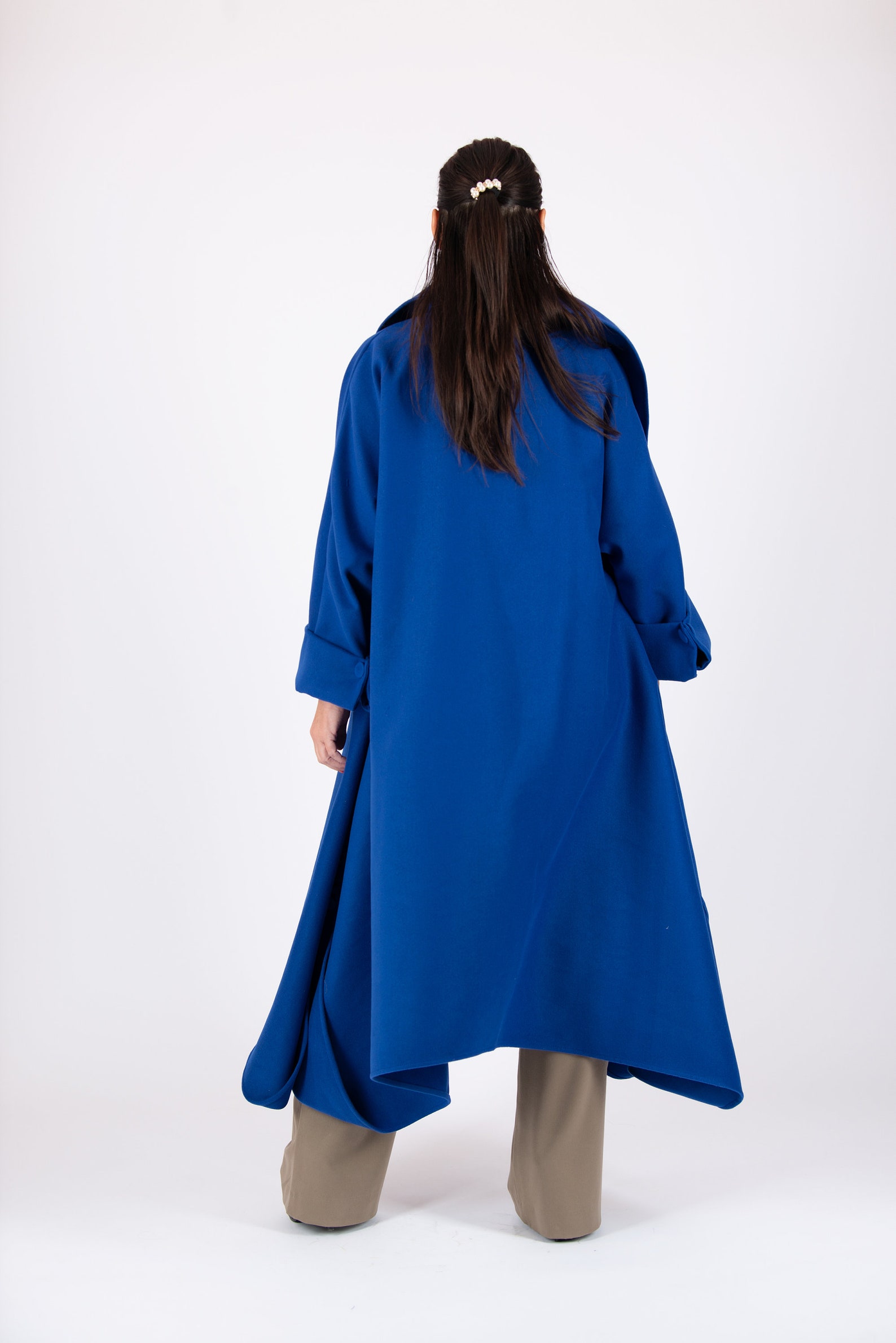 Royal Blue Wool Cape Coat, Asymmetrical Hem, Winter Overcoat Renata - Etsy