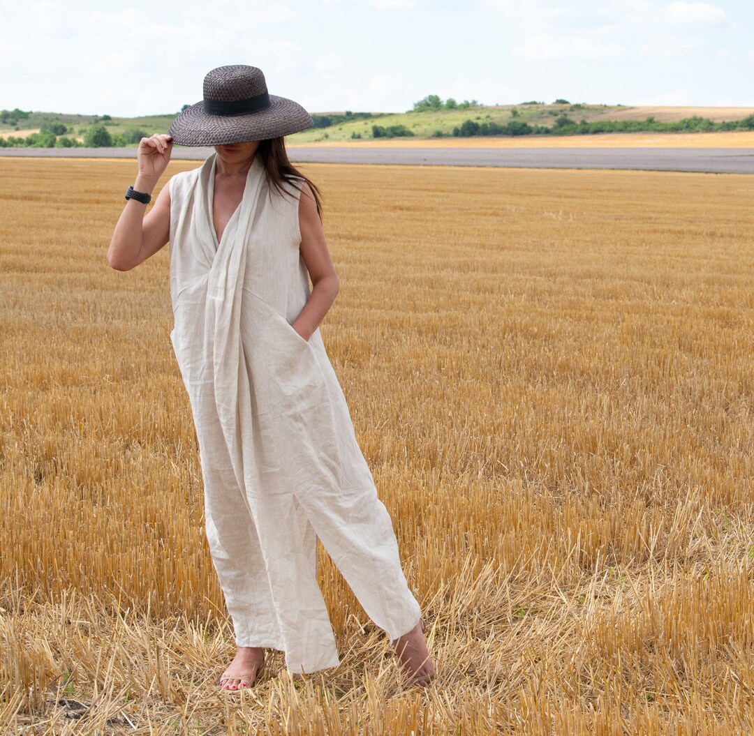 Natural Linen Dress, Sleeveless Linen Dress, Linen Maxi Dress, Summer ...