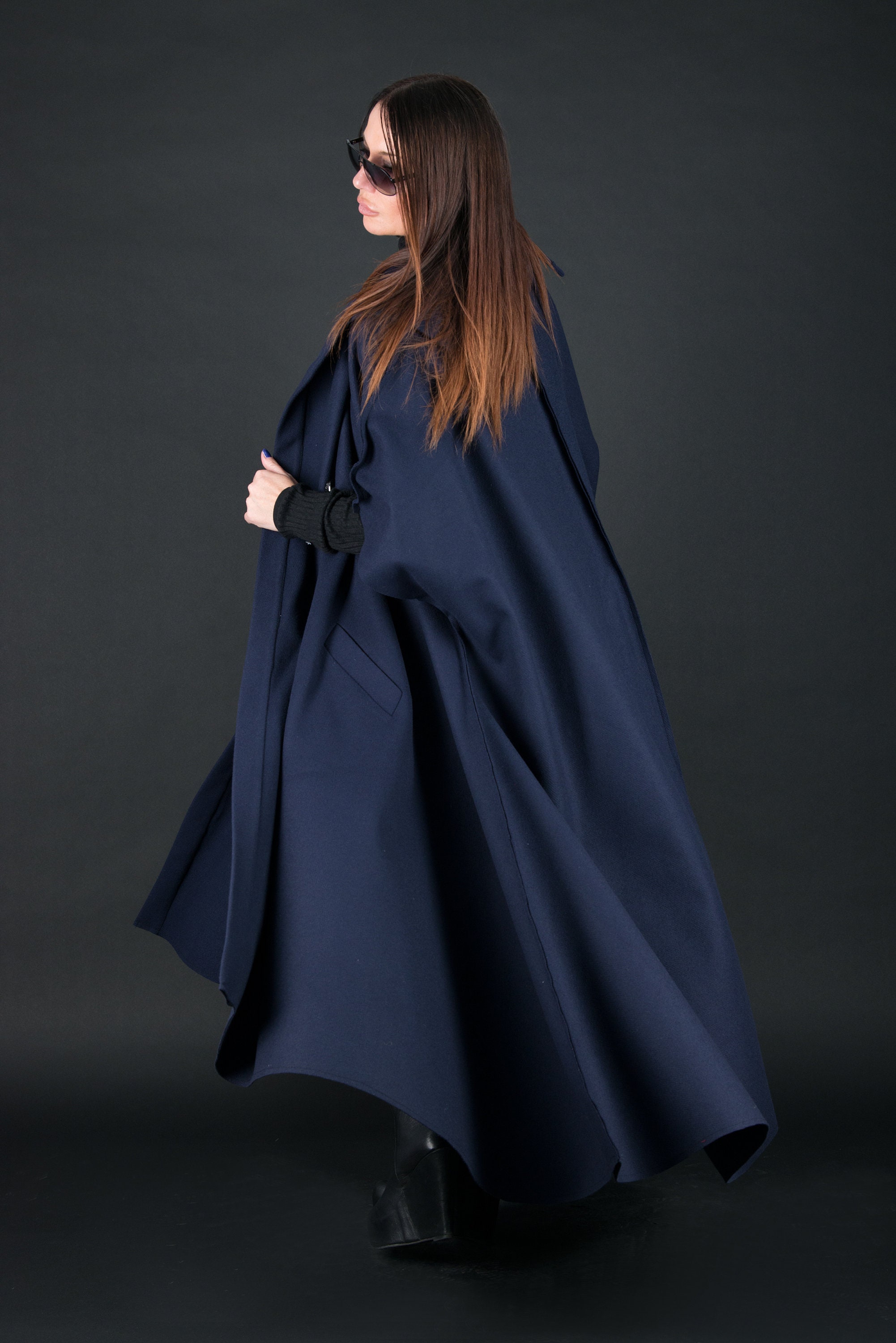 Wool Cape Coat, Women's Winter Cloak, Plus Size Sleeveless Overcoat ...