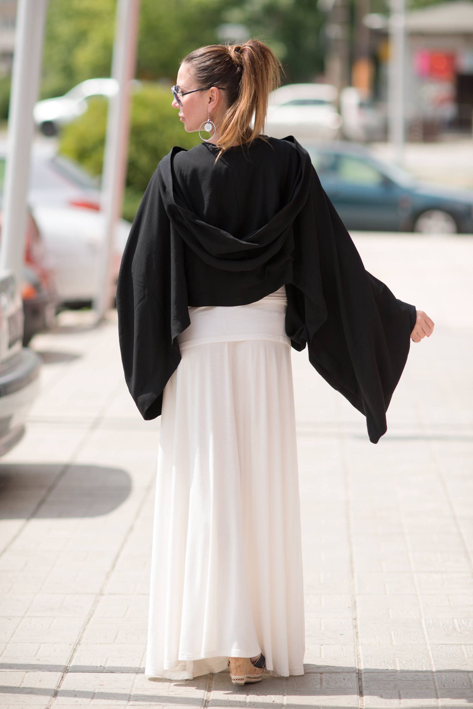 Women Black Extravagant Bolero Spring Summer Hooded Bolero - Etsy