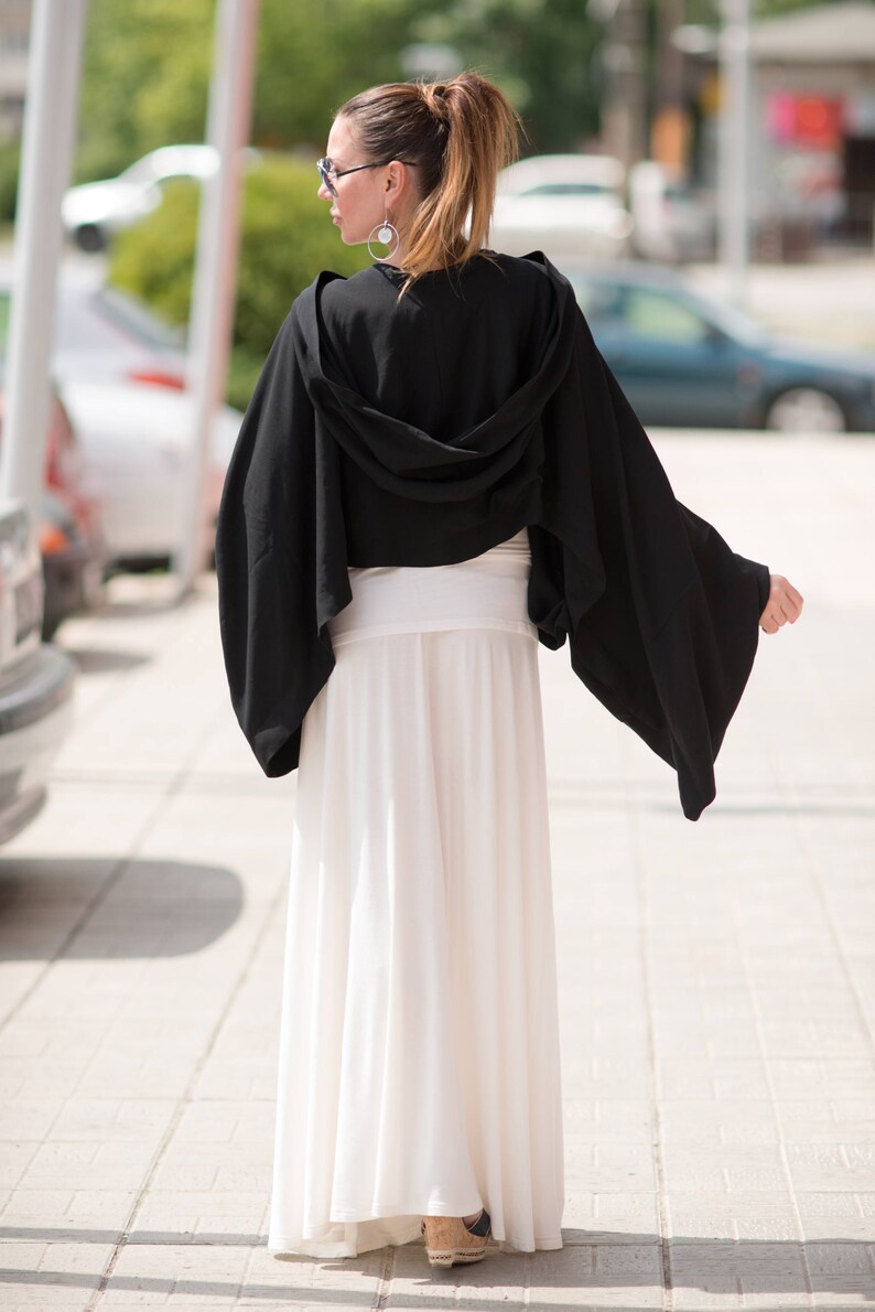 Women Black Extravagant Bolero, Spring Summer Hooded Bolero ANASTASIA ...