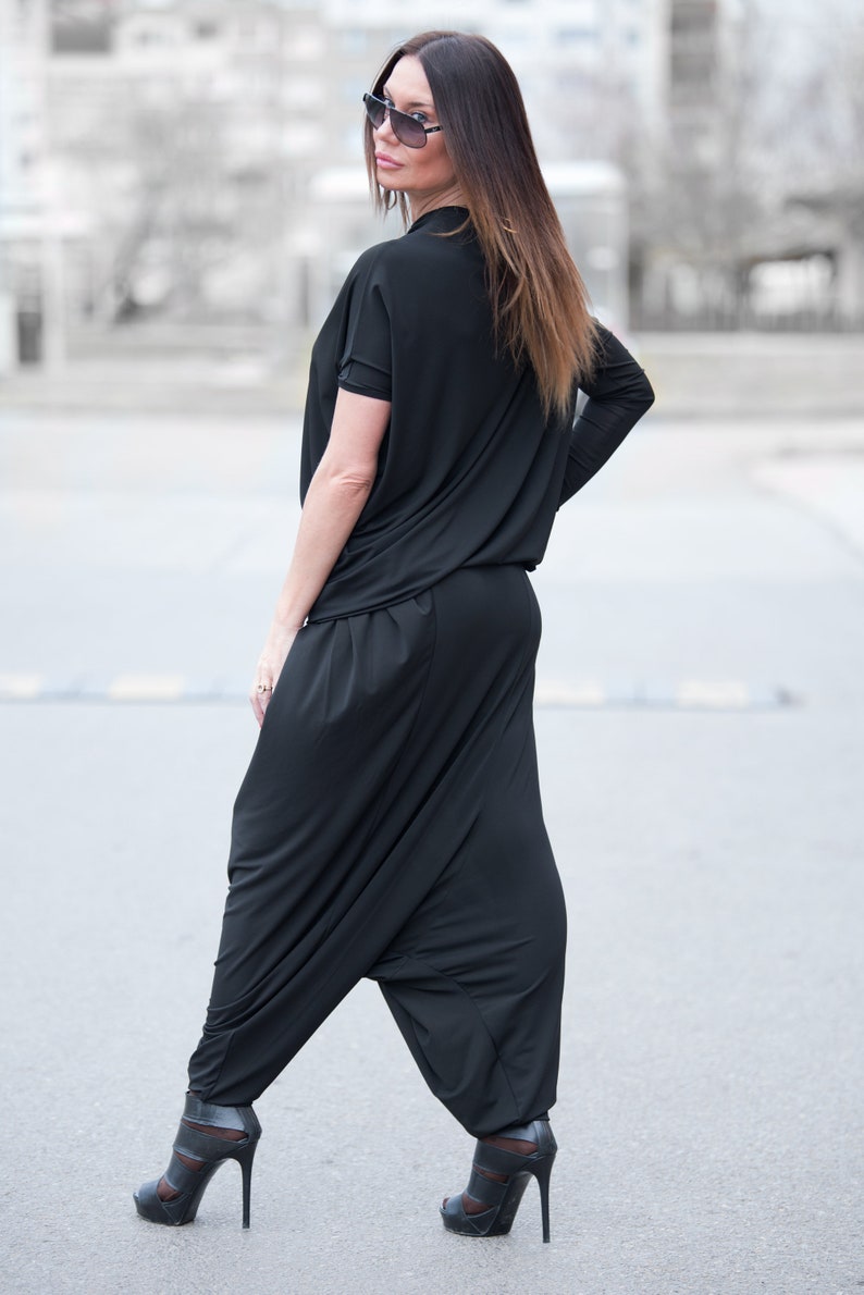 Black Pants Drop Crotch Pants Women Plus Size Black Pants | Etsy