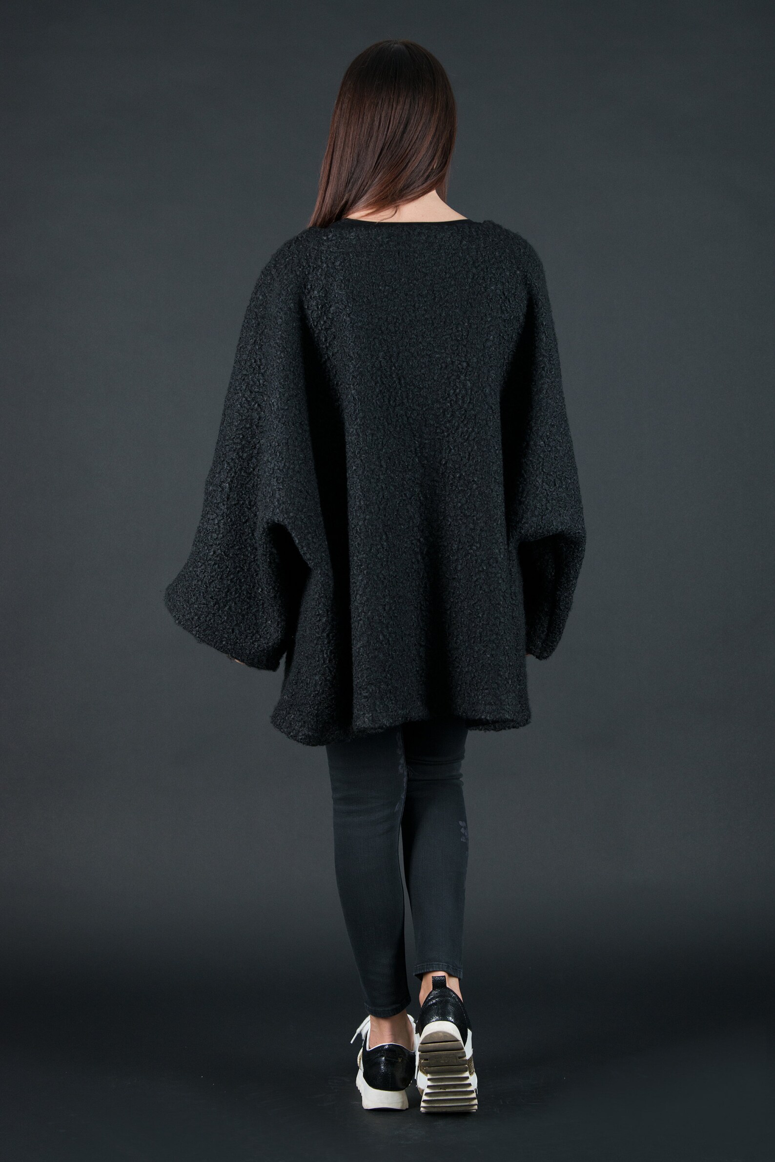Black Ponchowomen Poncho Winter Poncho Wool Poncho Women - Etsy