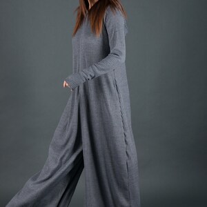 Grey Winter Jumpsuit, Wool Jumpsuit, Hooded Jumpsuit for Women ...