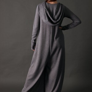 Grey Winter Jumpsuit, Wool Jumpsuit, Hooded Jumpsuit for Women ...