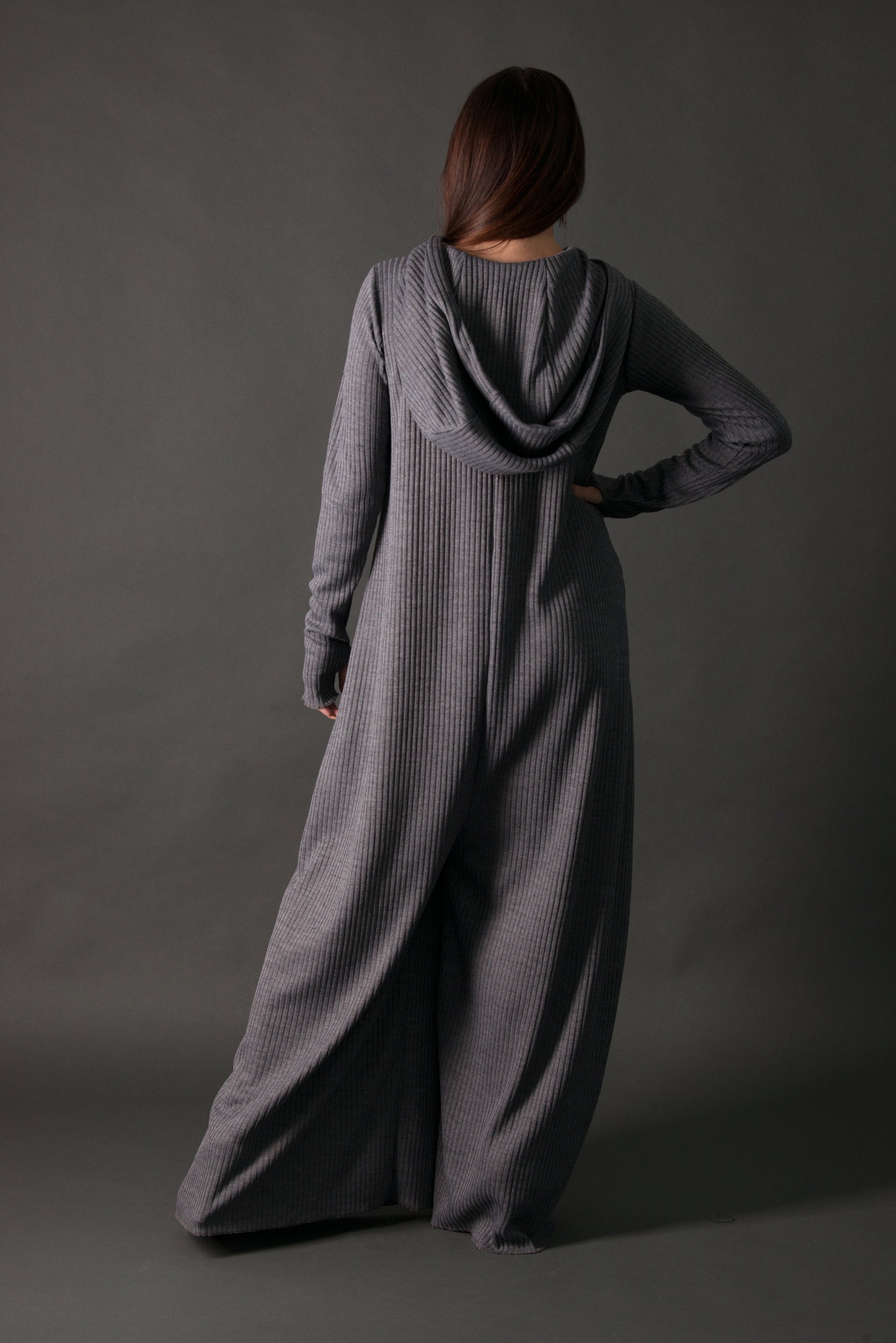 Grey Winter Jumpsuit Wool Jumpsuit Hooded Jumpsuit for - Etsy