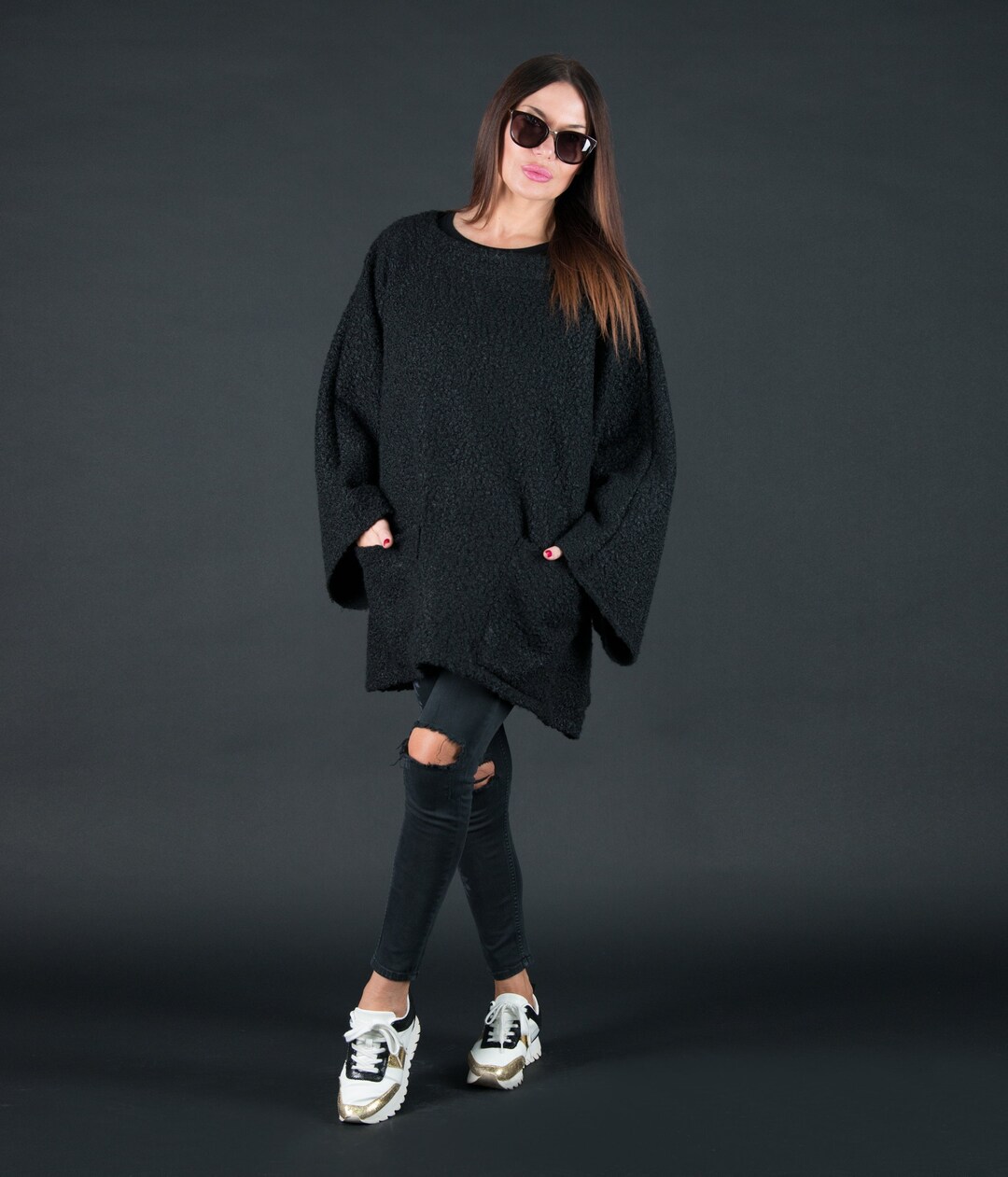 Black Poncho,women Poncho, Winter Poncho, Wool Poncho, Women Cloak ...