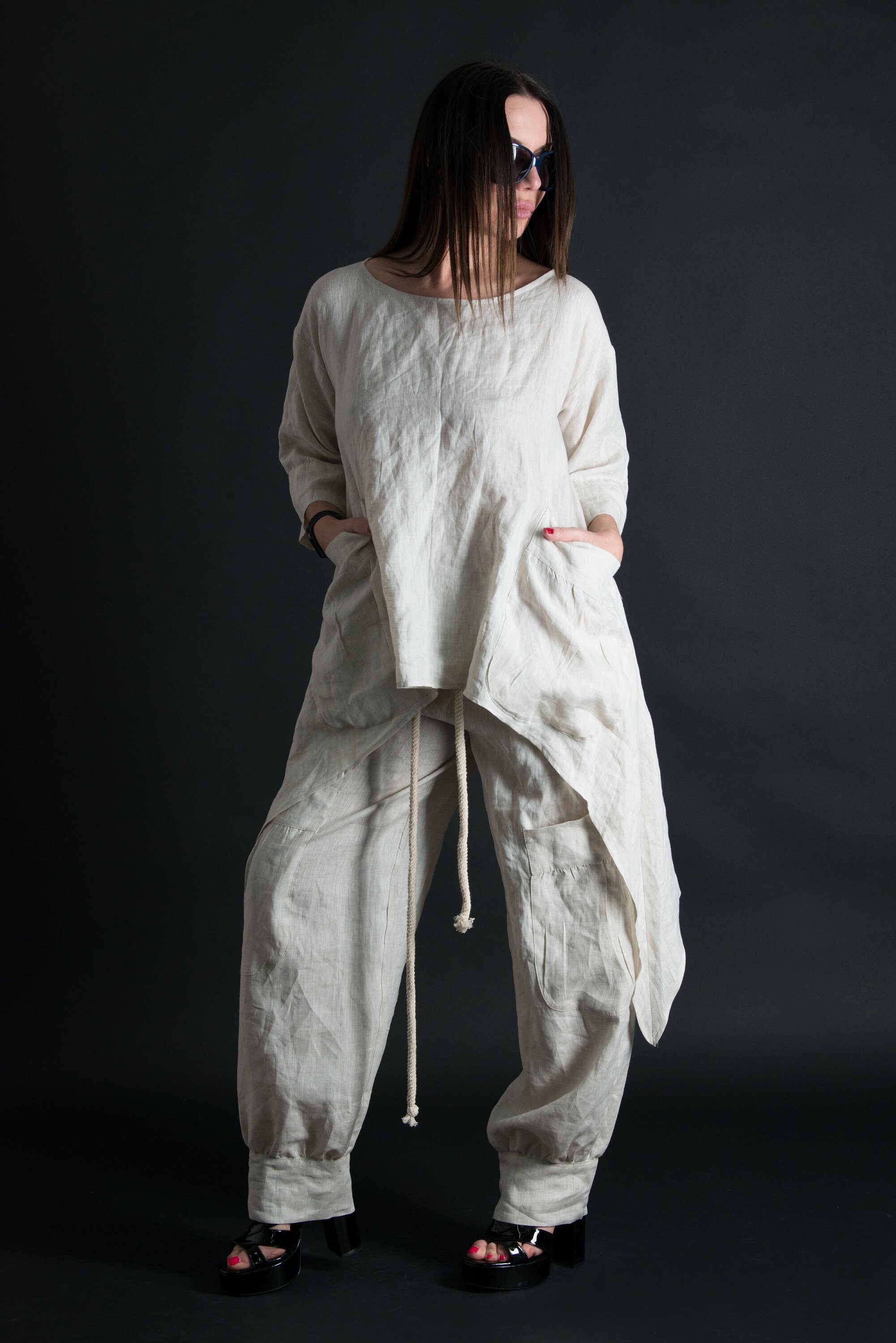 Túnica de lino para mujer ropa de lino top de lino de talla - Etsy México