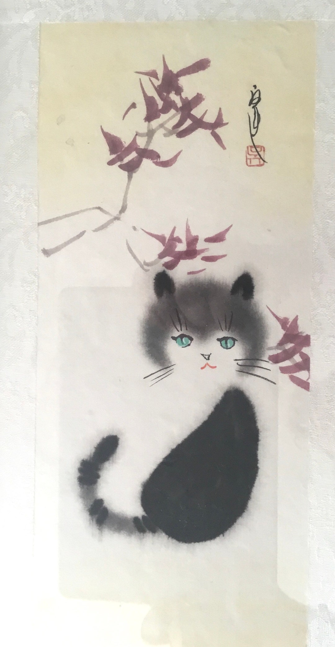 Oringinal Chinese Ink Painting of a Cat - Etsy