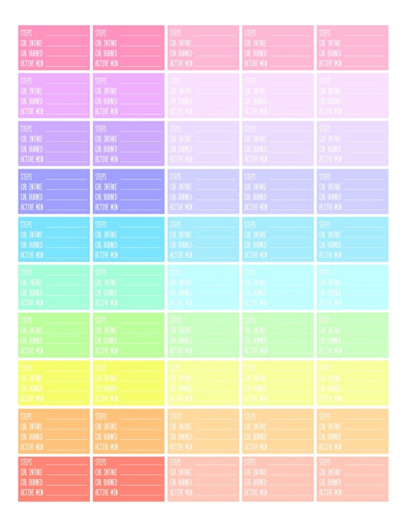 Fitness Tracker Printable Pastel | Etsy
