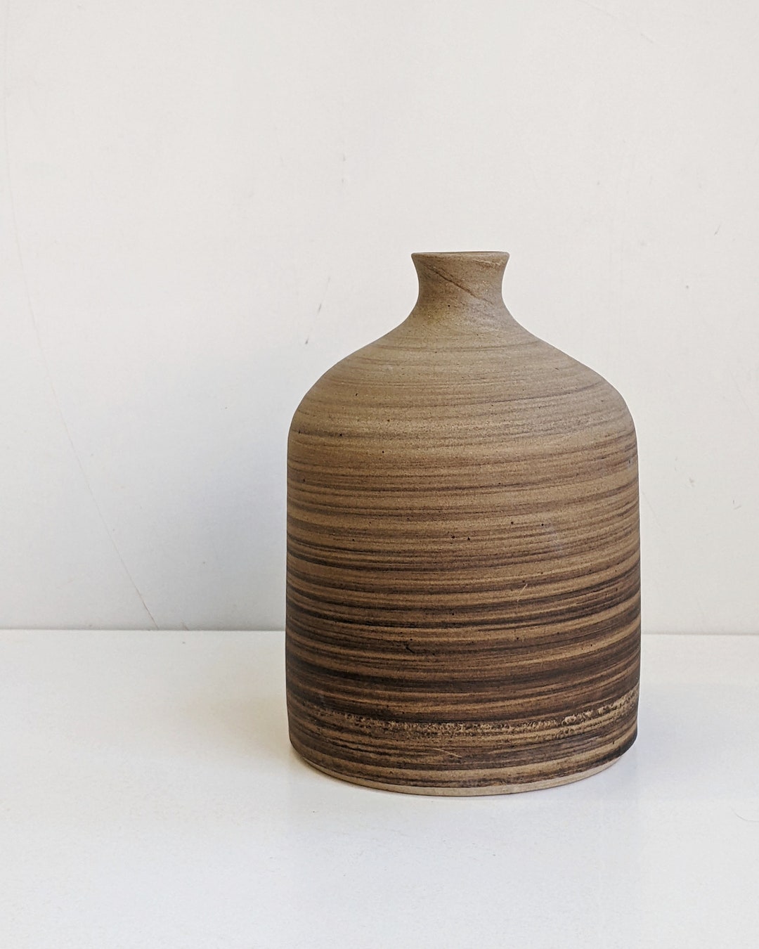 Strata Vessel Burnished Stoneware Bottle Vase - Etsy