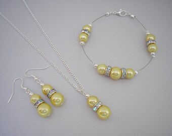 Yellow jewelry set | Etsy