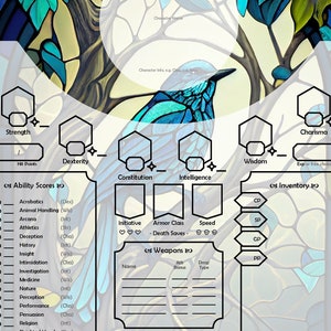 Bluebird Character Sheet Interactive PDF Printable for Your Dnd Char ...