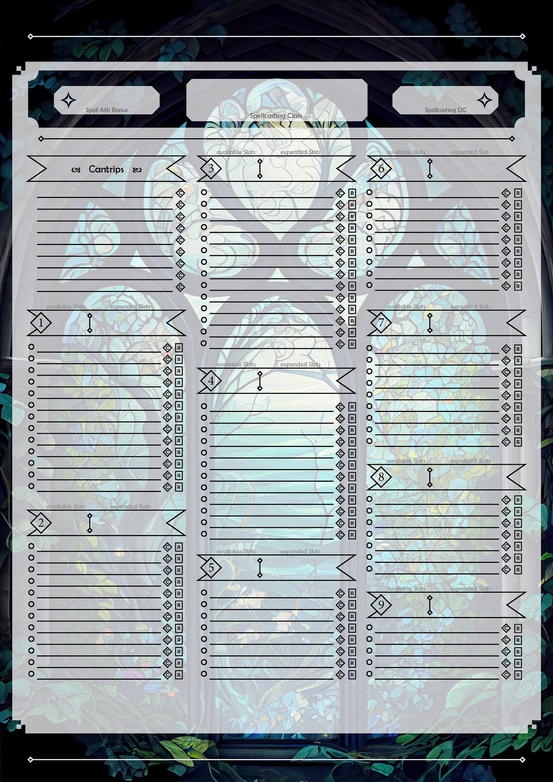 Ocean Window Character Sheet Interactive PDF Printable for Your Dnd ...