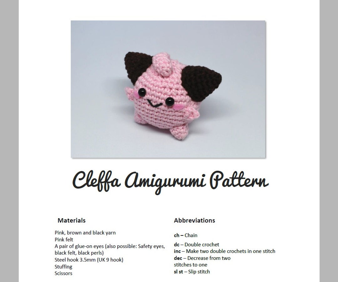 Cleffa Amigurumi Crochet Pattern Inspired by Pokémon - Etsy