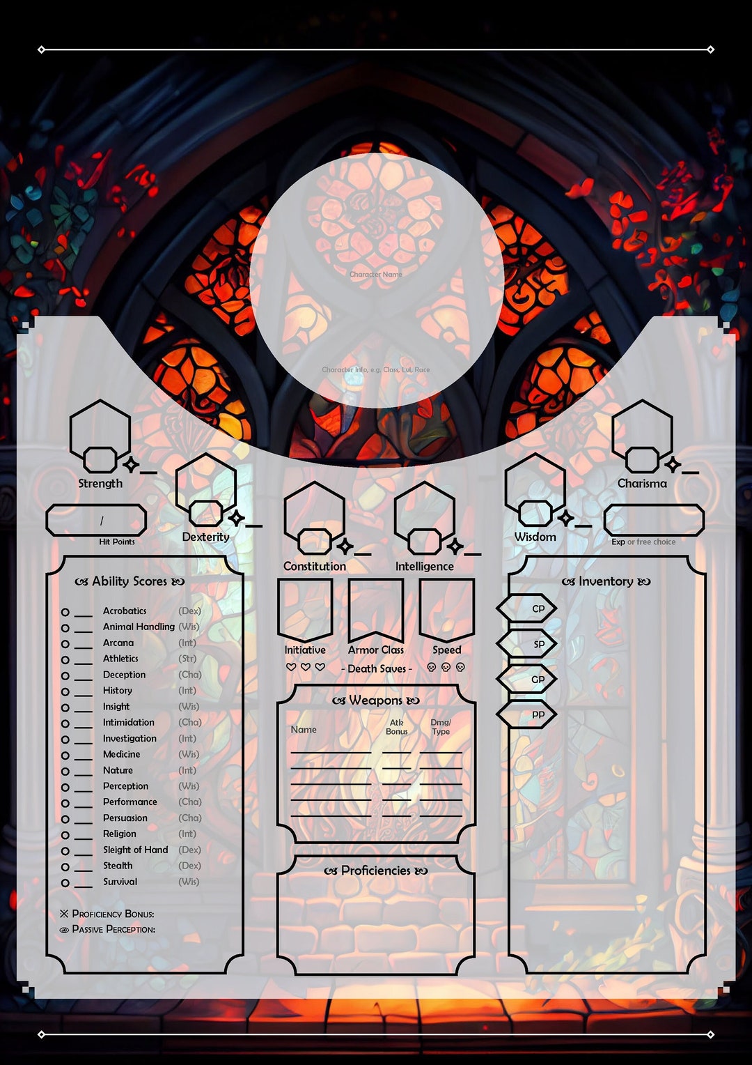 Hearthfire Character Sheet Interactive PDF Printable for Your - Etsy