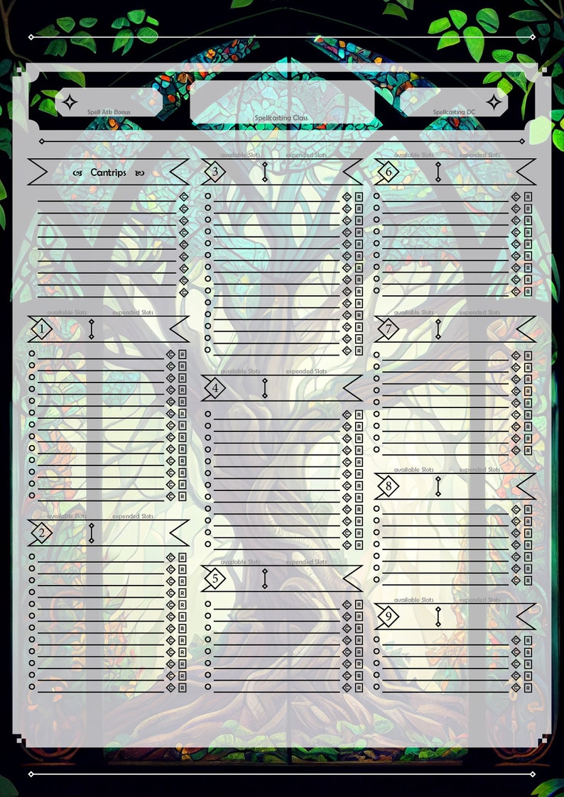 Tree of Life Character Sheet Interactive PDF Printable for Your Dnd ...