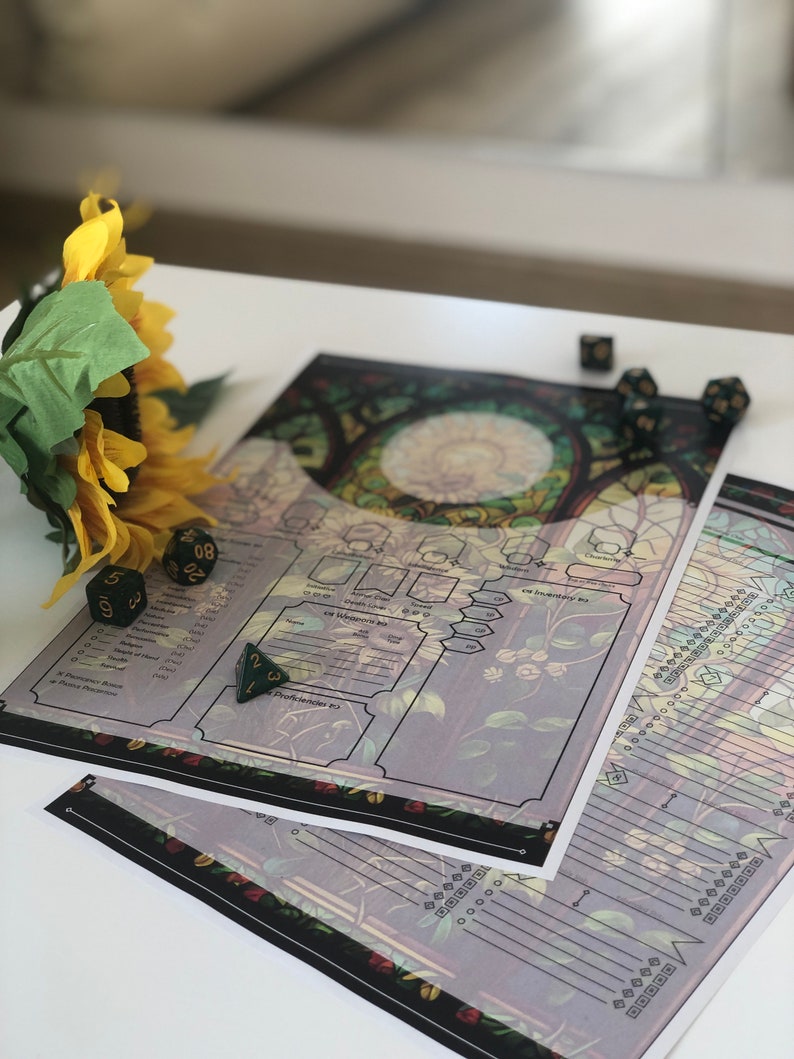 Sunflower Character Sheet Interactive PDF Printable for Your Dnd Char ...