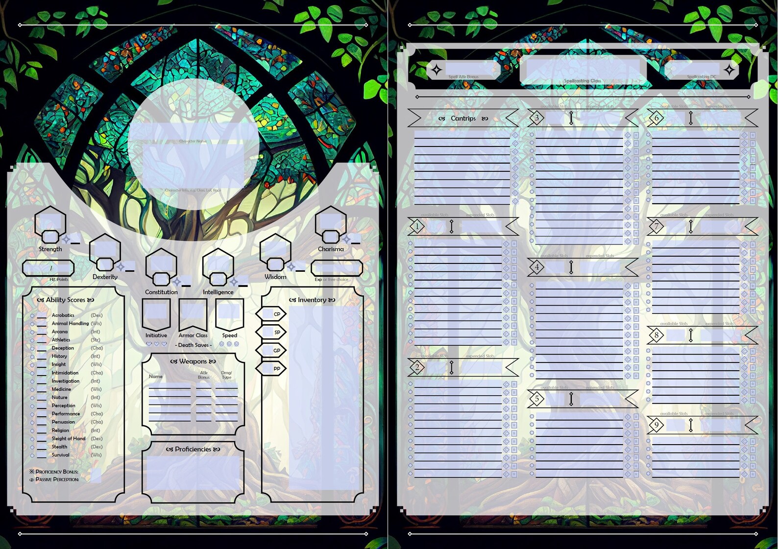 Tree of Life Character Sheet Interactive PDF Printable for Your Dnd ...