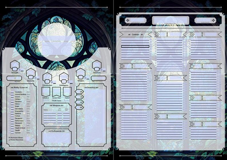 Ocean Window Character Sheet Interactive PDF Printable for Your Dnd ...