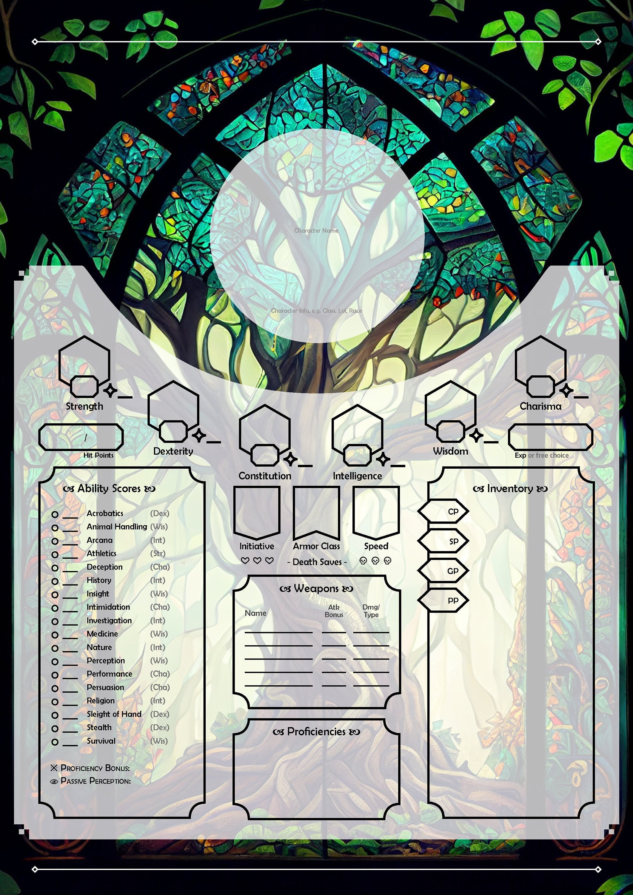 Tree of Life Character Sheet Interactive PDF Printable for Your Dnd ...