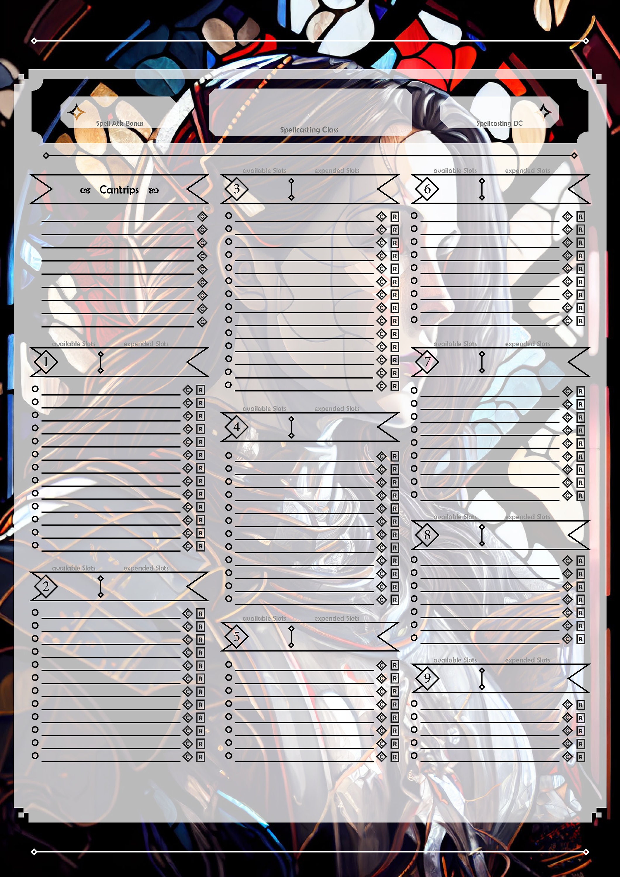 Knightess Character Sheet Interactive PDF Printable for Your Dnd Char D ...