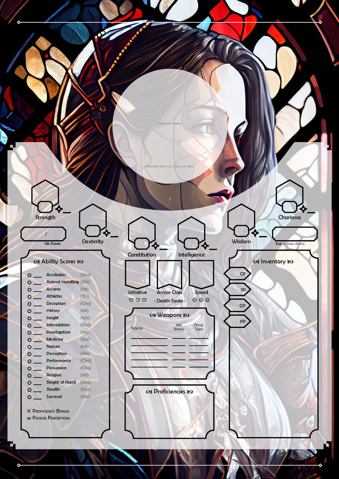 Knightess Character Sheet Interactive PDF Printable for Your Dnd Char ...