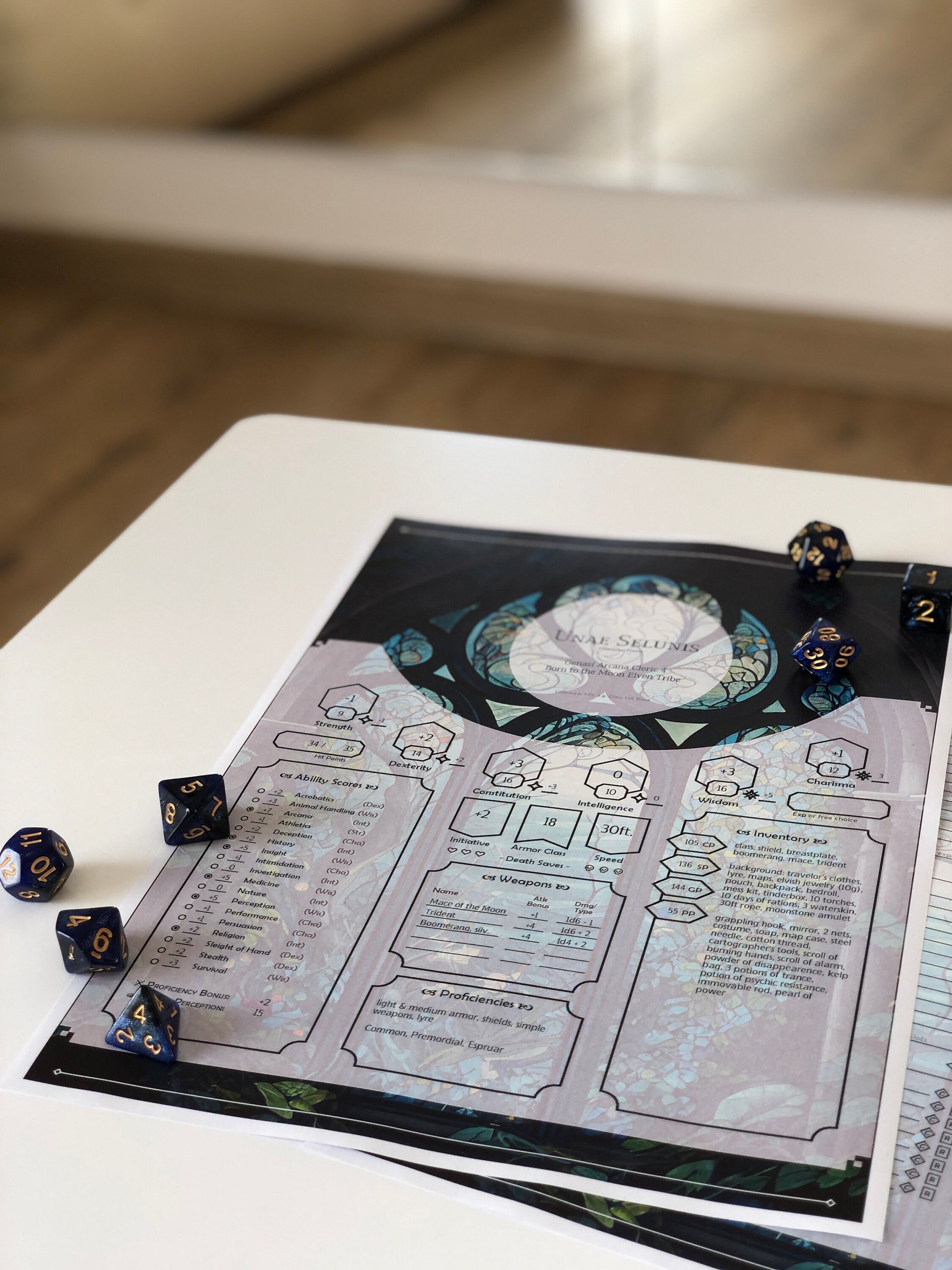 Ocean Window Character Sheet Interactive PDF Printable for Your Dnd ...