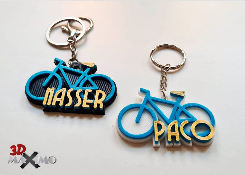 Personalized Keychain With Bicycle Name - Etsy