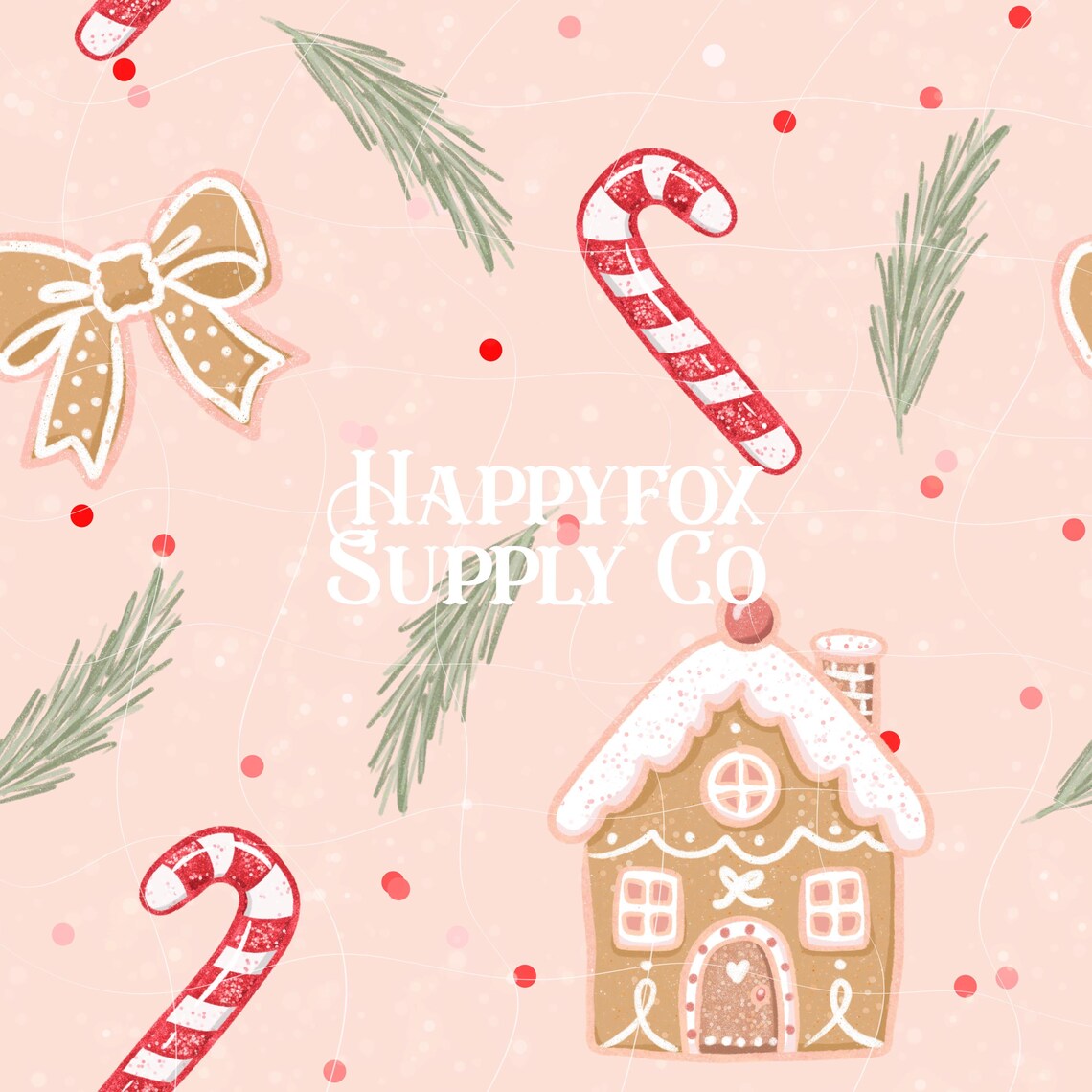 Gingerbread House Candy Cane Bows Seamless Pattern Download Digital ...