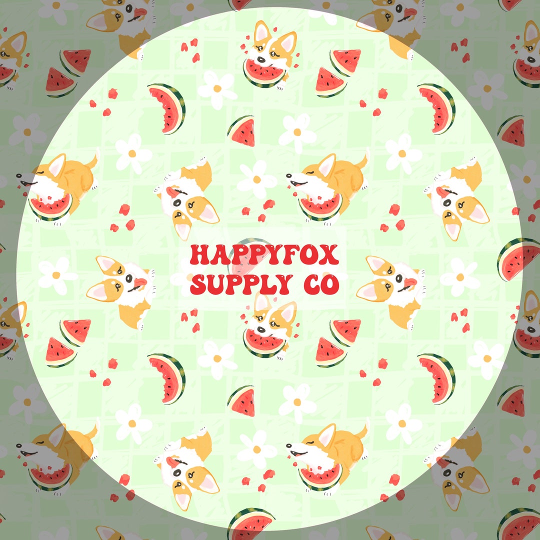 Corgi Summer Watermelon Seamless Pattern 300 DPI PNG Download for ...