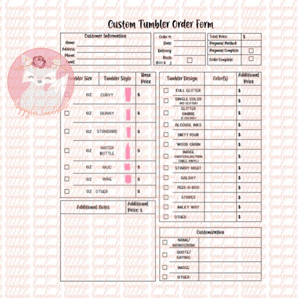 Tumbler Order Form - Etsy
