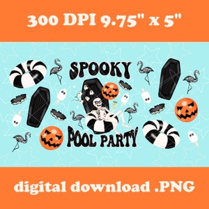 Spooky Pool Party Digital File 16oz Glass Can Wrap 300 DPI PNG UVDTF ...