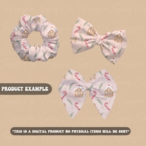 Gingerbread House Candy Cane Bows Seamless Pattern Download Digital ...