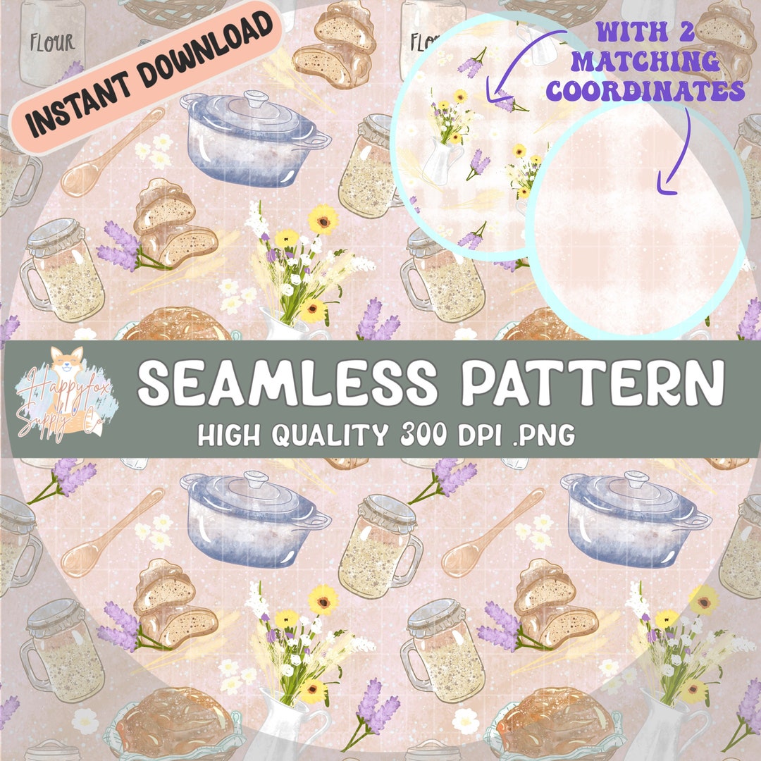 Sourdough Era Seamless Pattern 300 DPI PNG Download for Digital Paper ...