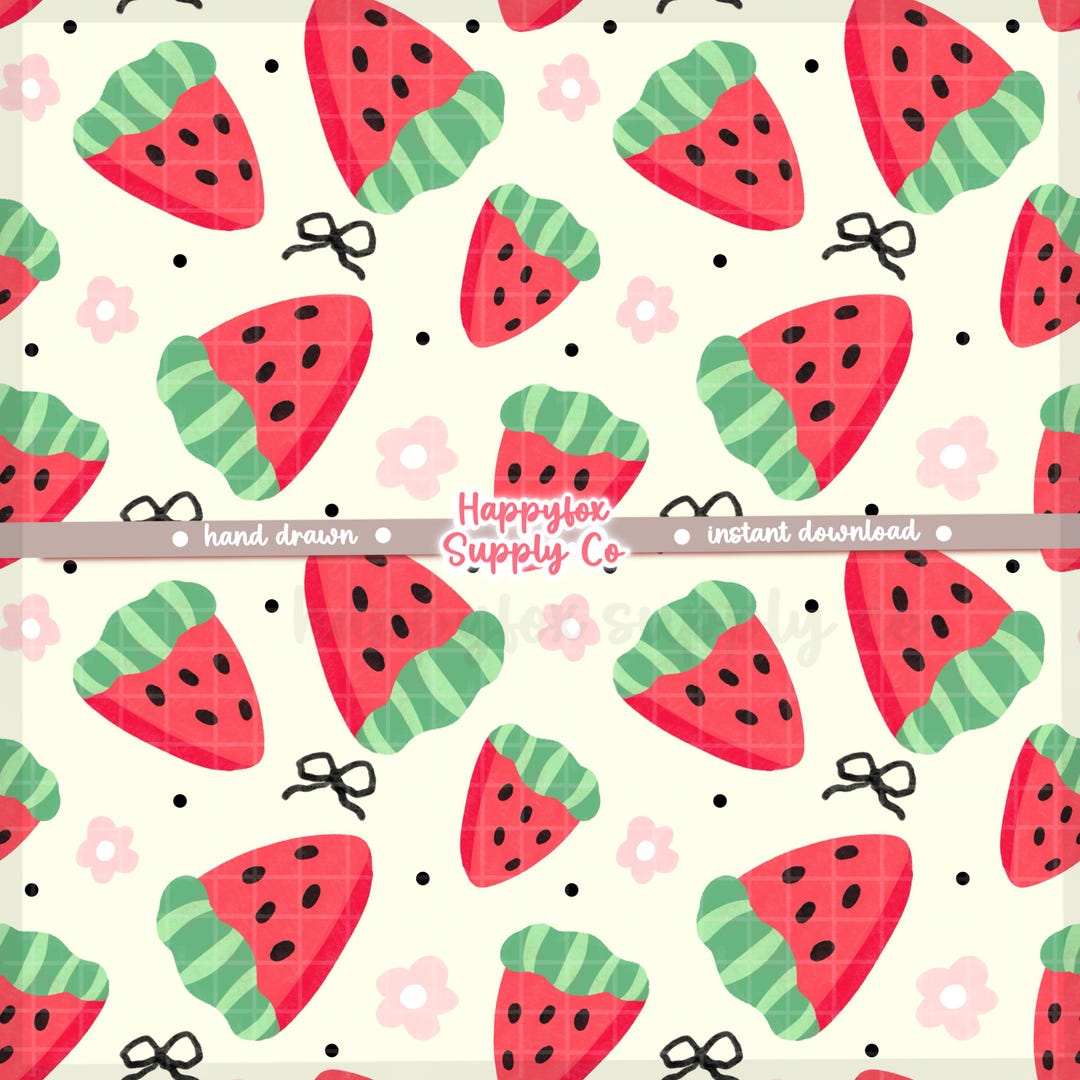 Watermelon Summer Coquette Seamless Pattern 300 DPI Instant Download ...