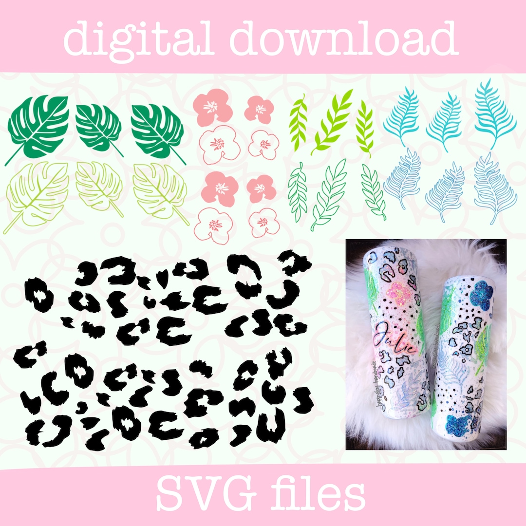 Tropical Leopard SVG Cut Files for Tumblers Monstera Leopard Digital ...