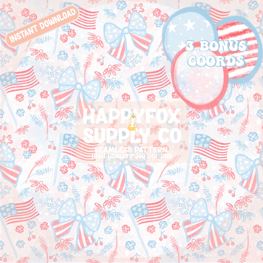 American Summer Bows Seamless Pattern 300 DPI .PNG Instant Download for ...