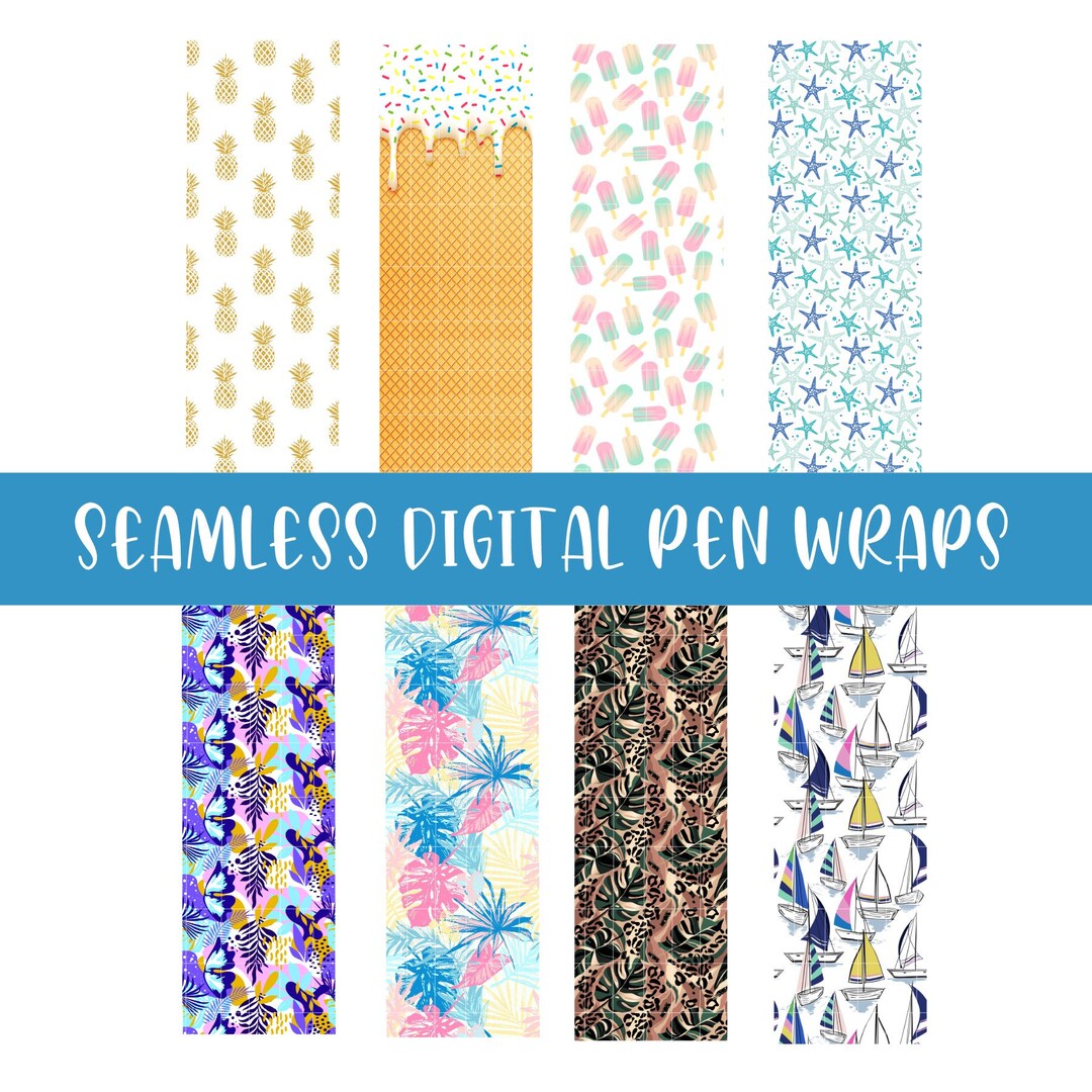 High Quality Seamless Pen Wrap Digital Template Summer Pack Waterslide ...