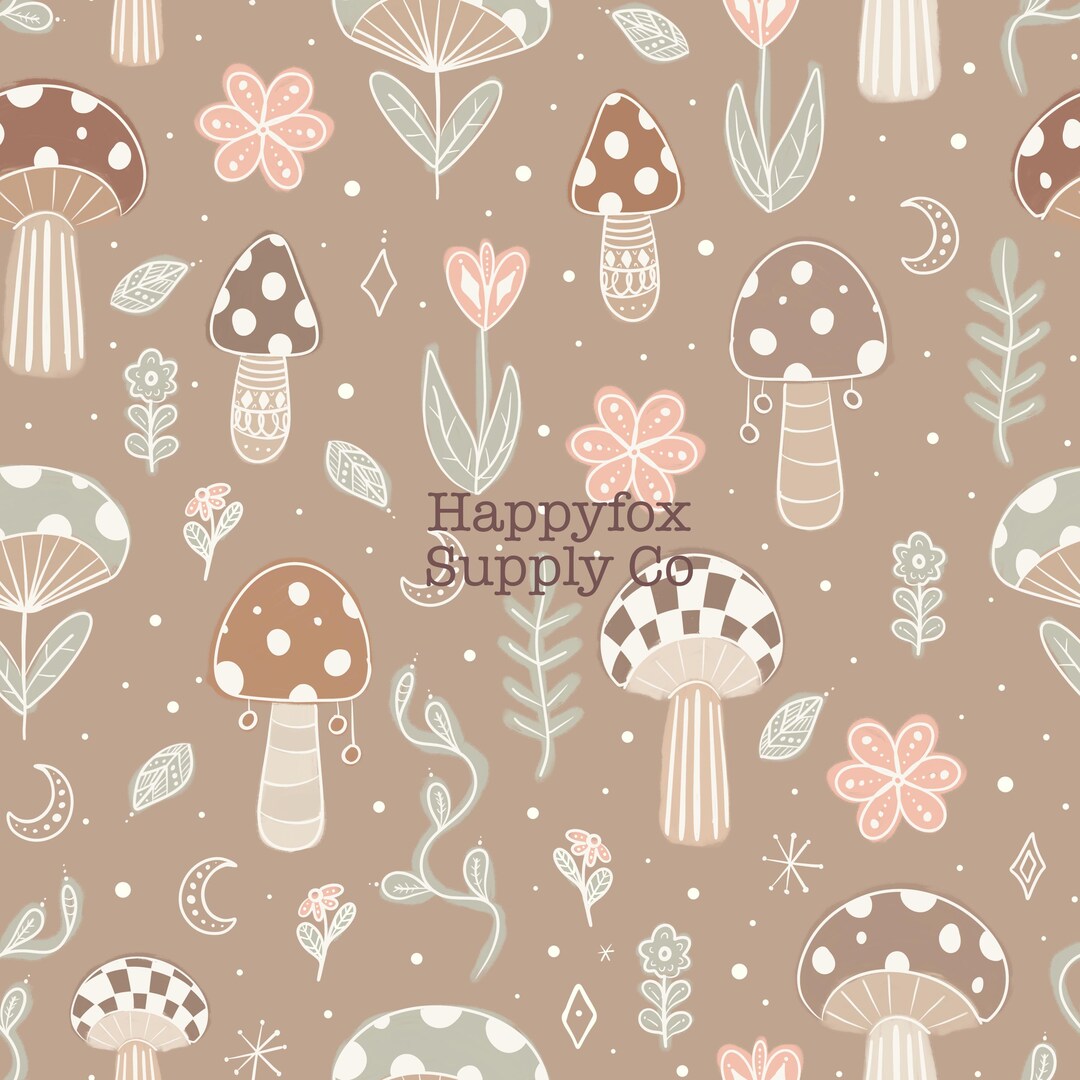 Mushroom Motifs Pattern Seamless File Download Digital Papers Vinyl ...