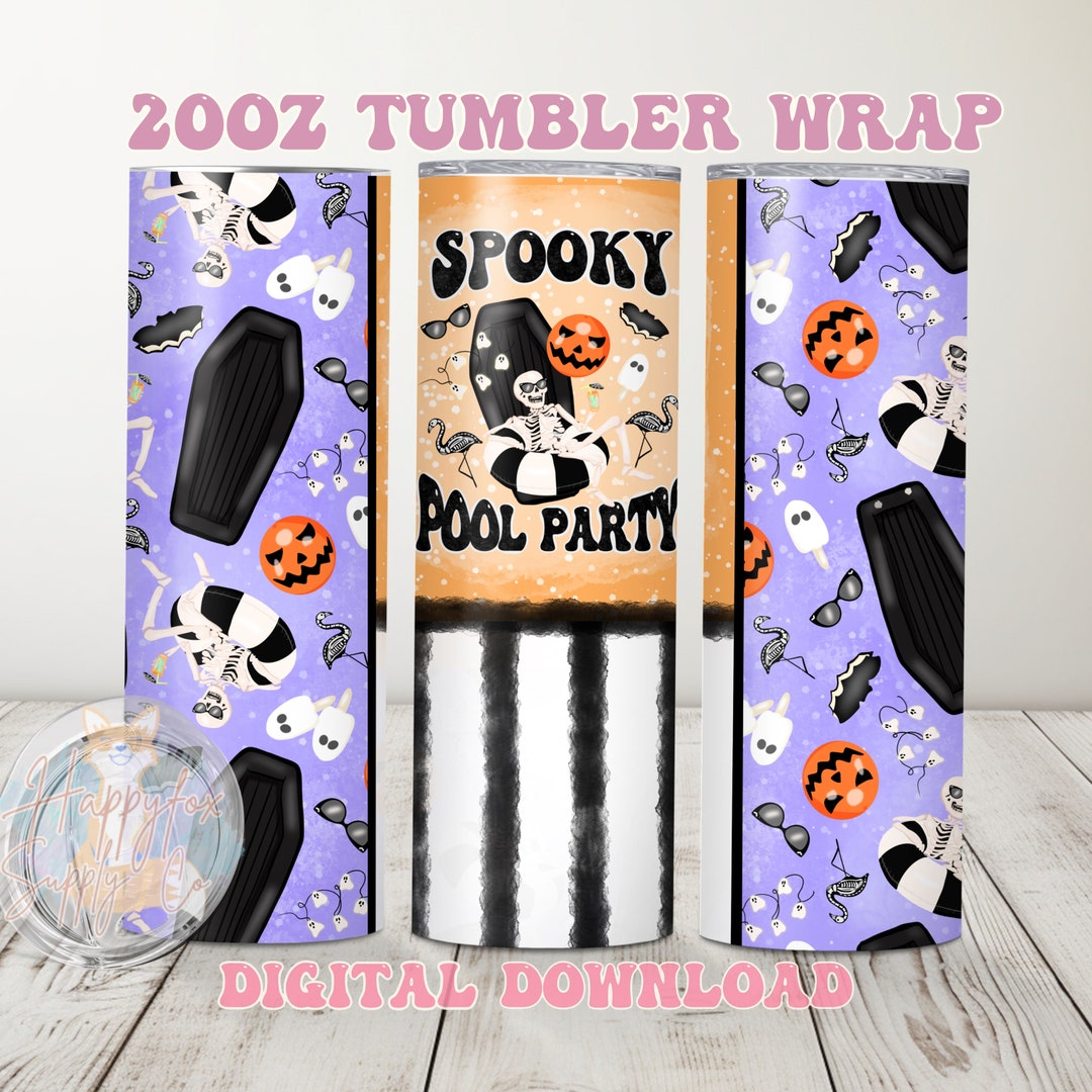 Spooky Pool Party 20oz Skinny Tumbler Wrap Sublimation 300 DPI Straight ...