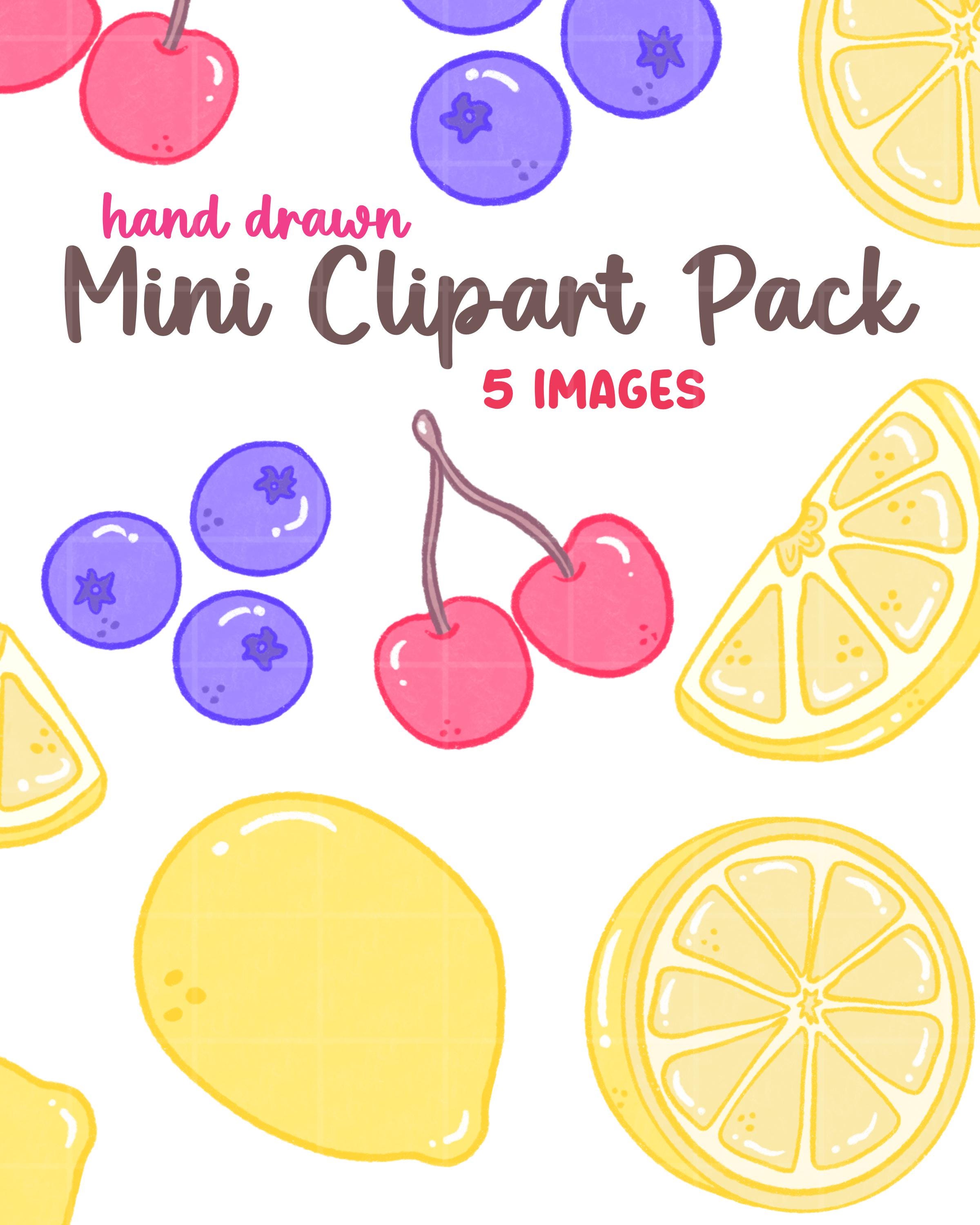 5 Pack Hand Drawn Fruit Clipart Pack Digital File PNG UVDTF Sublimation ...