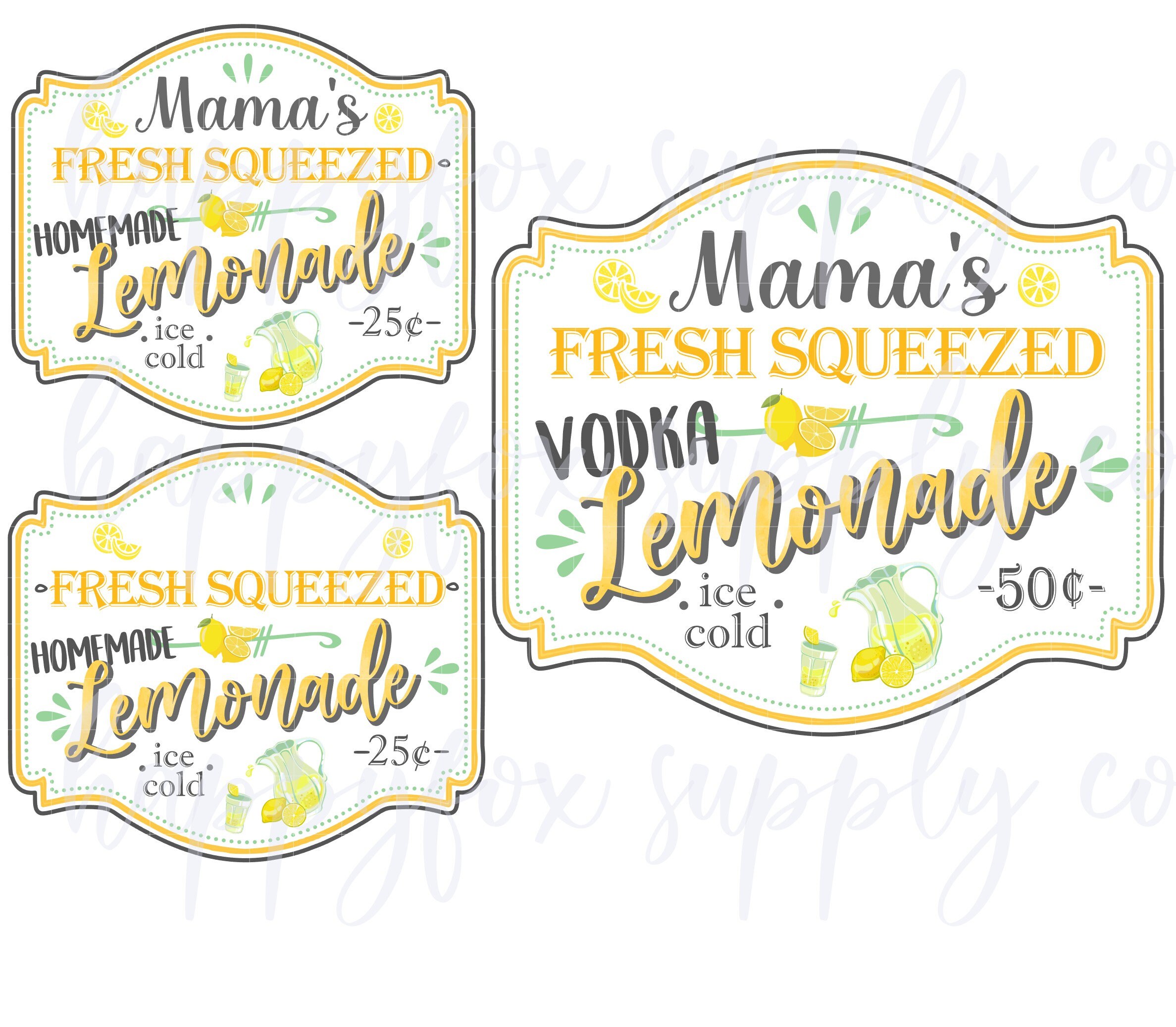 High Quality Customizable Lemonade Label PNG Wrap Vodka - Etsy