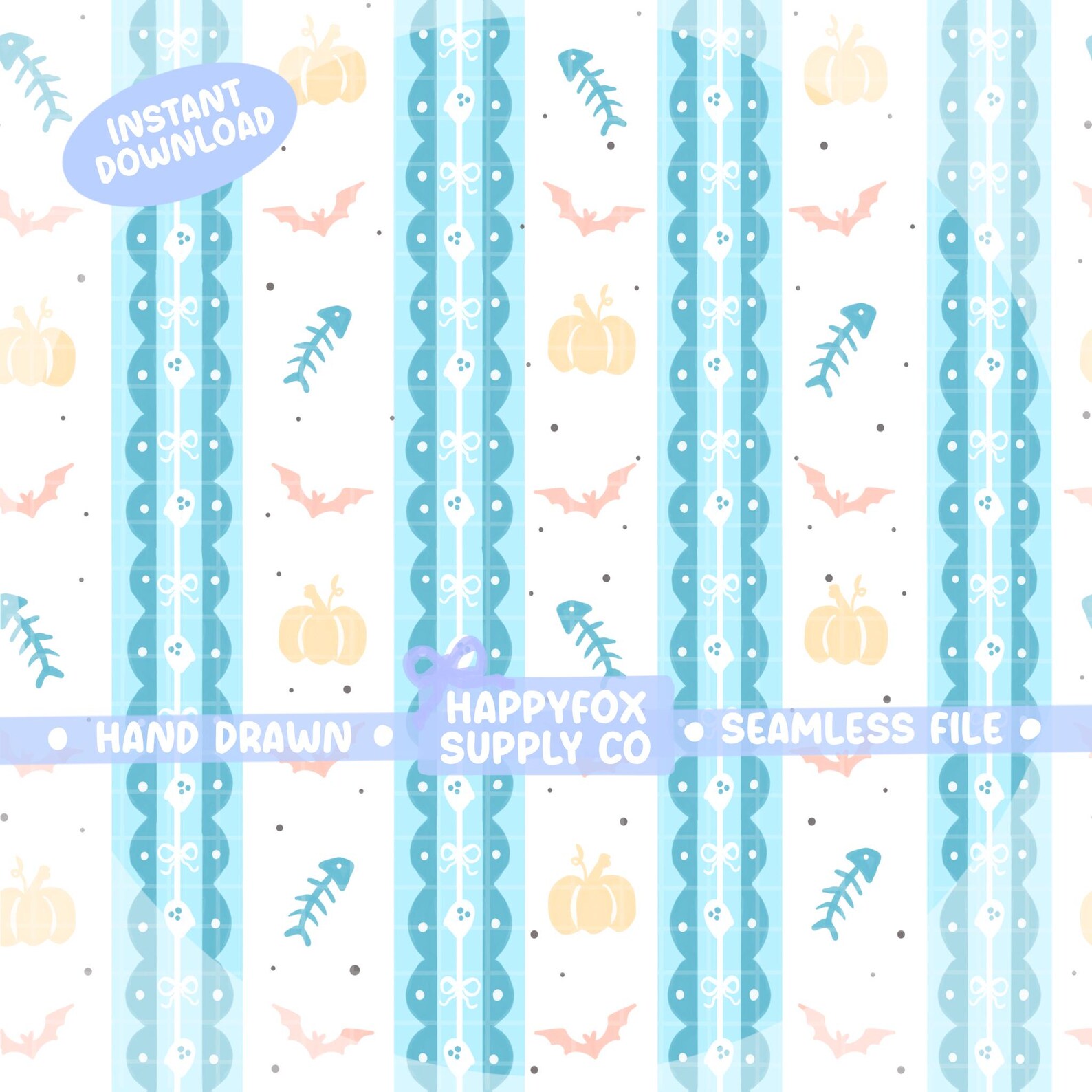 Pumpkins Halloween Seamless Pattern Summerween Coquette Spooky Digital ...