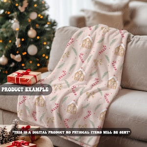 Gingerbread House Candy Cane Bows Seamless Pattern Download Digital ...