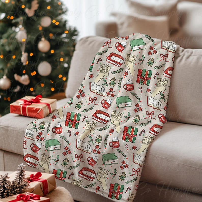 Bookish Christmas Winter Seamless Pattern 300 DPI PNG Instant Download ...