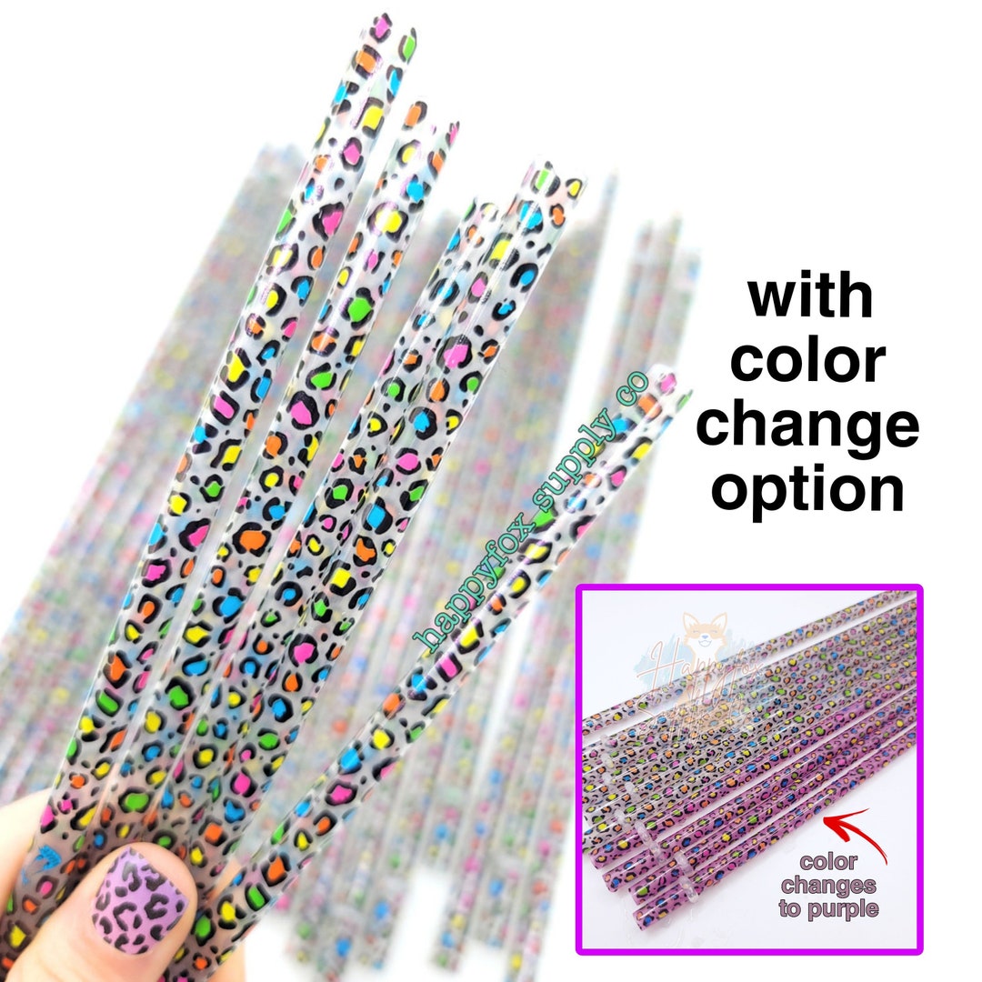 10 Original Neon Leopard Color Change Reusable Plastic Straws 5-30 Pack ...