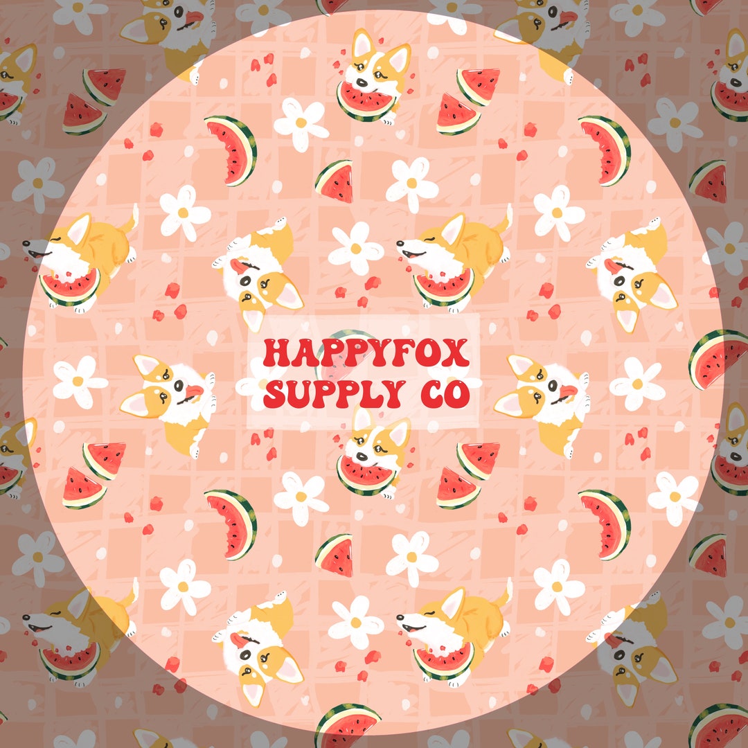 Corgi Summer Watermelon Seamless Pattern 300 DPI PNG Download for ...