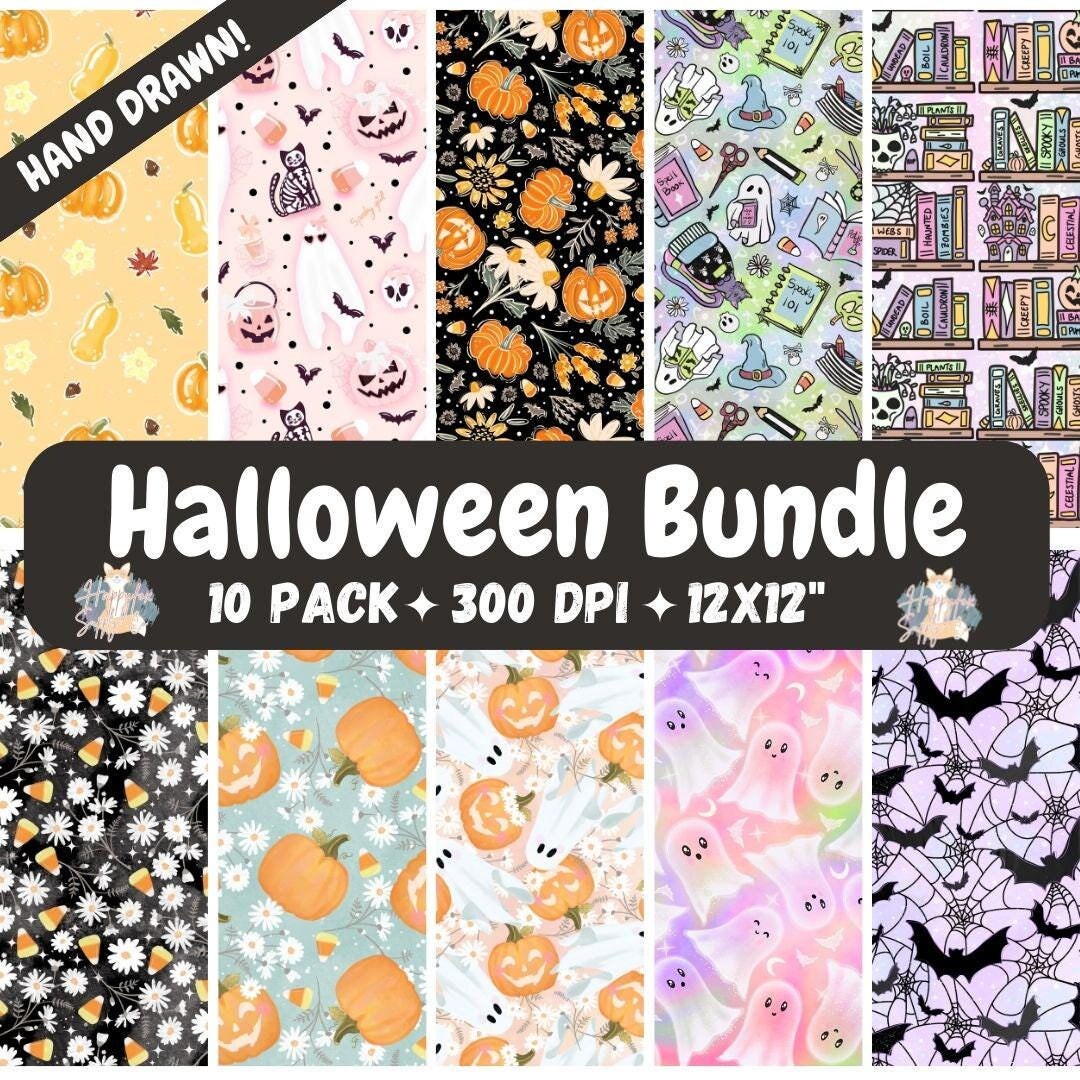 Halloween Bundle 10 Files Seamless Pattern 300 DPI PNG Download Digital ...