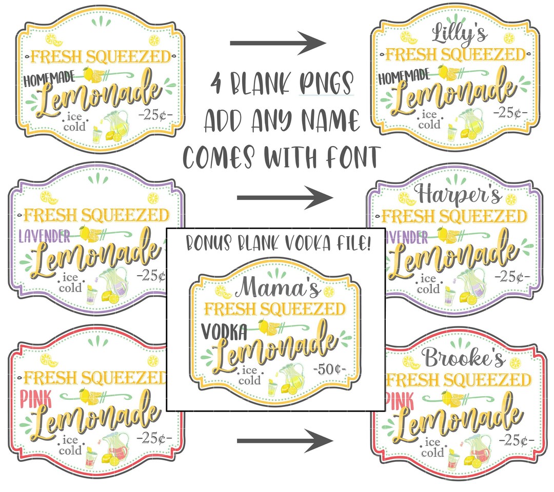 High Quality Customizable Lemonade Label PNG Wrap | Vodka | Pink ...